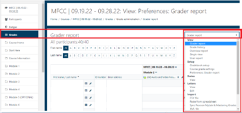 Grades Menu – Moodle Faculty Certification Course